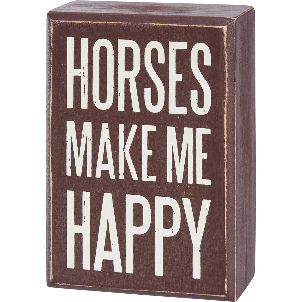 Horses Make Me Happy Box Sign And Sock Set